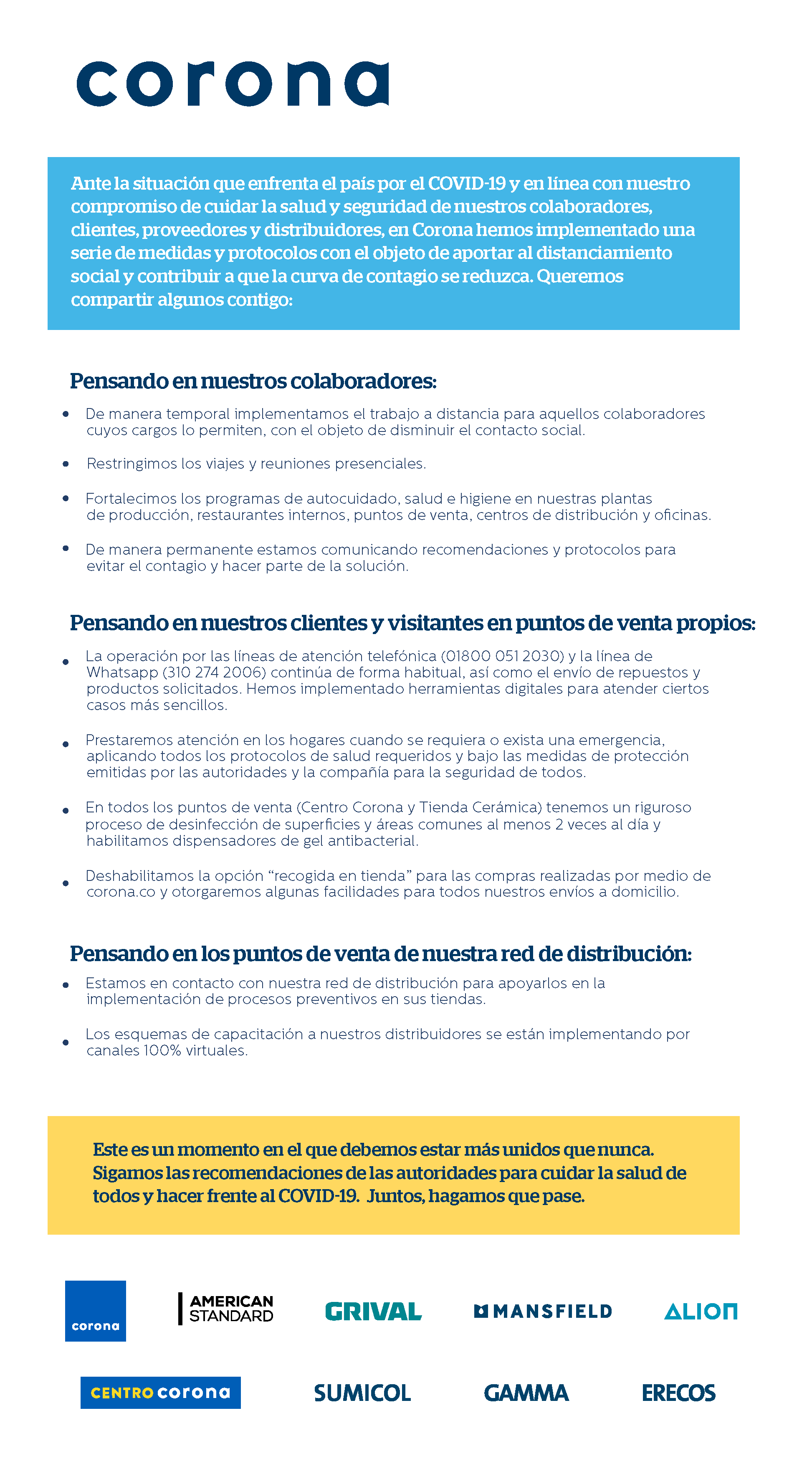 Todos juntos hagamos frente al Covid-19 - Corporativo